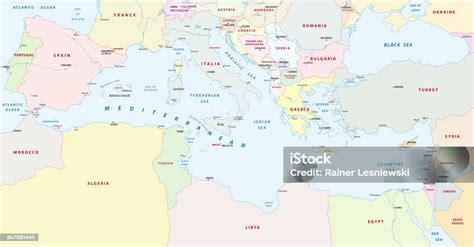 Стокова ілюстрація Карта Середземного Моря — Завантажте зображення зараз Географічна карта