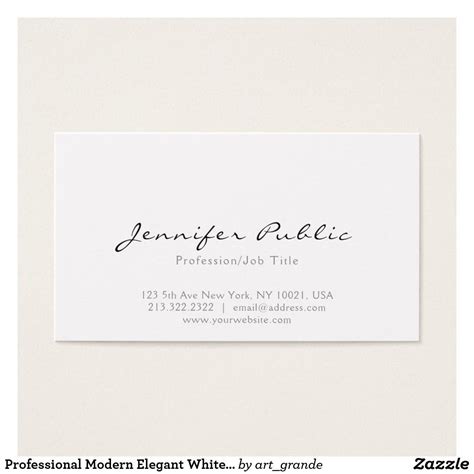 Professional Modern Elegant White Simple Plain Business Card Zazzle