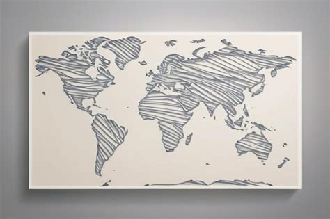Premium Photo World Map Design Diagonal Random Width Lines