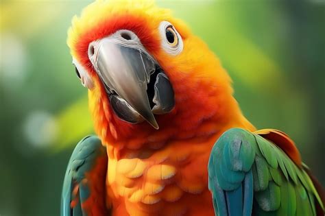 Premium Ai Image Happy Smiling Parrot Funny Illustration Generative Ai