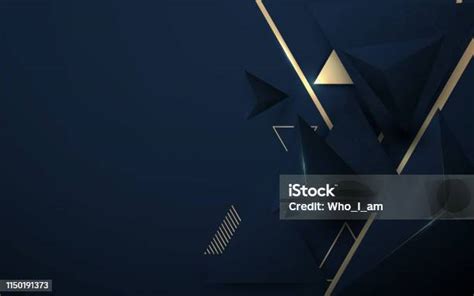 추상적인 3d 다각형 패턴 럭셔리 다크 블루 골드 배경 파란색에 대한 스톡 벡터 아트 및 기타 이미지 파란색 호화로움 배경 주제 Istock