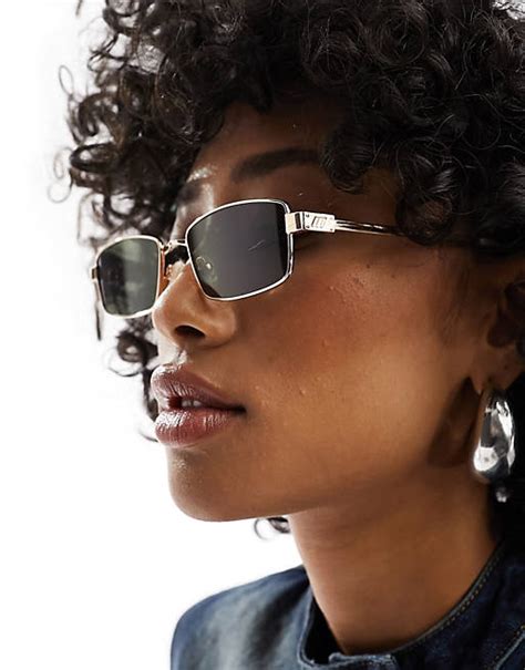 Le Specs Bizarro Rechthoekige Zonnebril In Zwartgoud Asos