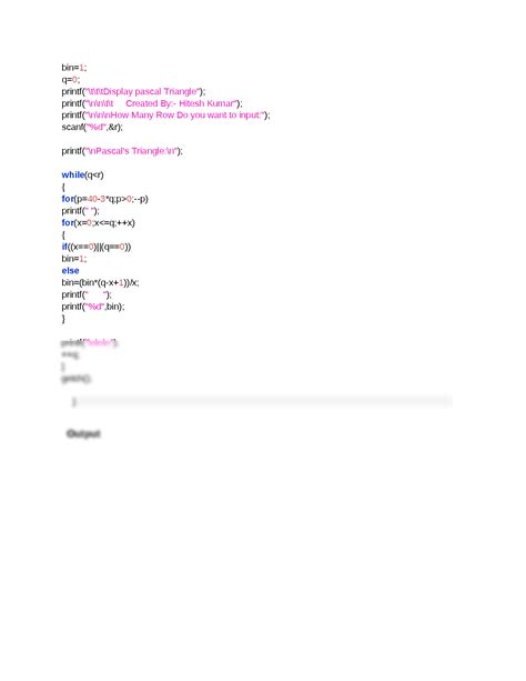 SOLUTION Print Pascal Triangle In C Studypool