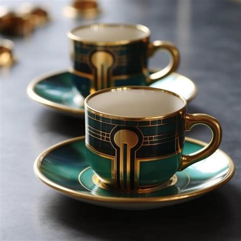 Premium AI Image Beautiful Art Deco Espresso Fine Porcelain Saucer