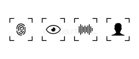 Identity Biometric Verification Vector Icons Set Fingerprint Face Id