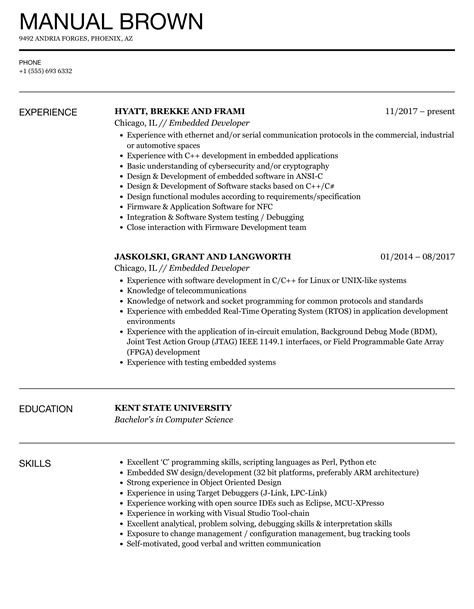 Embedded Developer Resume Samples Velvet Jobs
