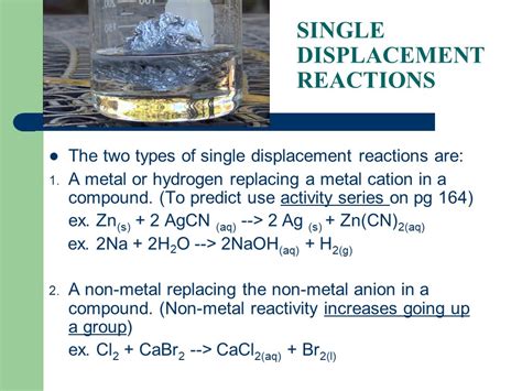 Chemical Reactions Combustion Single Displacement Grade 11 Chemistry