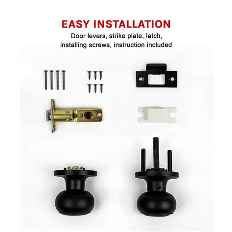 Door Handle Set Passage Function Round Black Passage Round Black