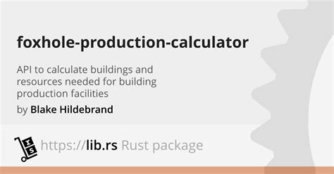 foxhole production calculator Rust数学库 Lib rs