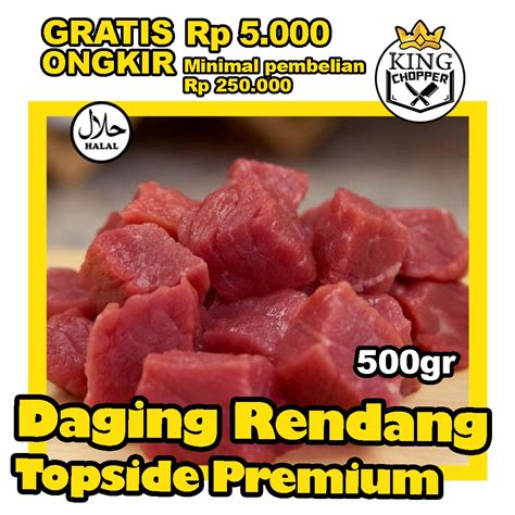DAGING POTONG RENDANG SAPI MENTAH HALAL SEDIKIT LEMAK FROZEN FRESH