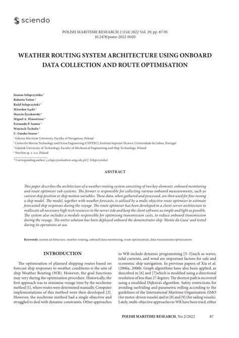 Pdf Weather Routing System Architecture Using Onboard Data Collection And Route Optimisation