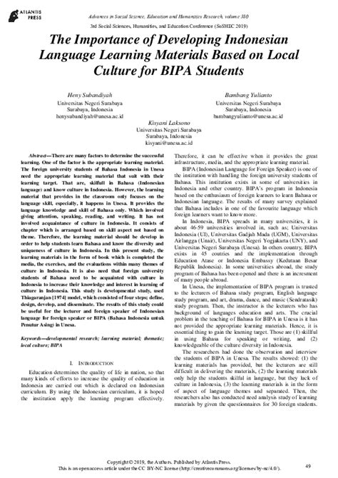 pdf the importance of developing indonesian language learning