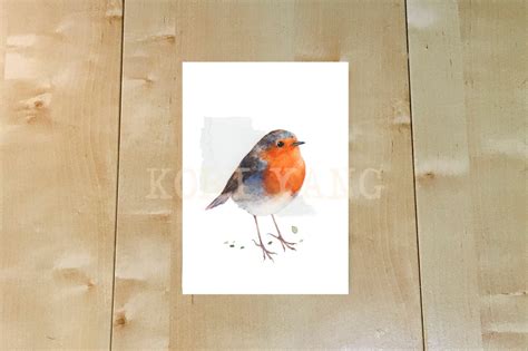 Robin Watercolor Painting Bird Watercolor Painting 5x7 Etsy