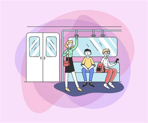 Premium Vector Young People In Subway Flat Vector Illustration