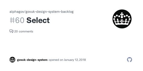 Select · Issue 60 · Alphagovgovuk Design System Backlog · Github