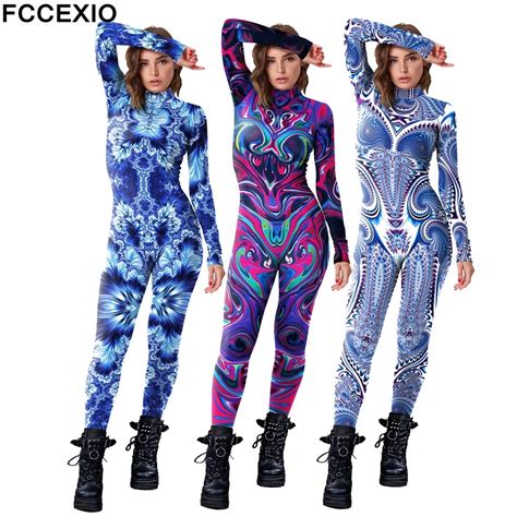Fccexio Halloween Party Abstract Geometry 3d Print Women Sexy Skinny