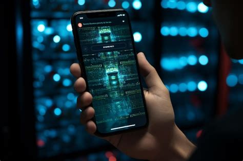 Person Using A Smartphone To Control Servers Remotely Premium AI