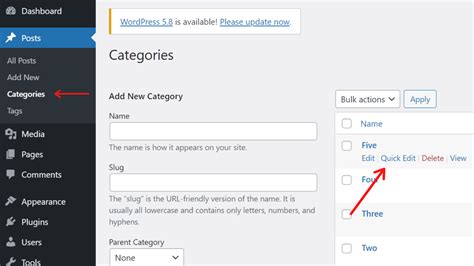 how to edit categories in wordpress wp marks