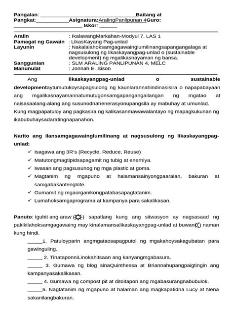 Arpan 4 Week 7 Las 1 Jonnah E Sison Pdf