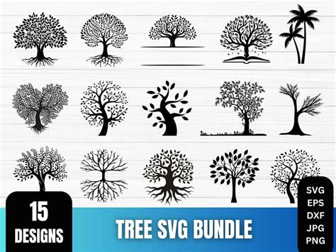 Tree Svg Bundle Tree Silhouette Svg Tree Svg Trees Svgforest Svg