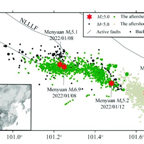 Spatial Distribution Of Epicenters The Black Dots Represent Background Download Scientific