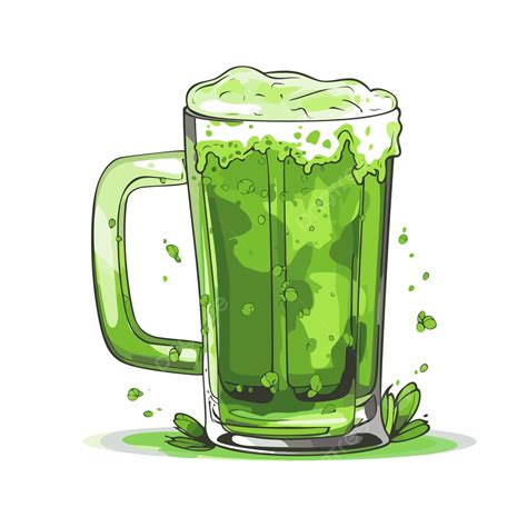 녹색 맥주 벡터 스티커 클립 아트 맥주잔 토끼풀 맥주 유리 흰색 배경 Ilustracija 만화에 고립 상표 Png 일러스트 및 벡터 에 대한 무료 다운로드