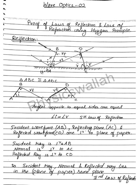 Class 12 Chapter 10 Wave Optics Lecture 02 Handwritten Notes Pdf Pdf