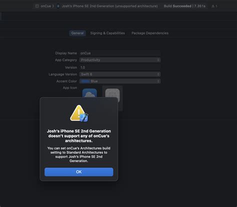 Ios Iphone Doesnt Support Any Of Apps Architectures You Can Set