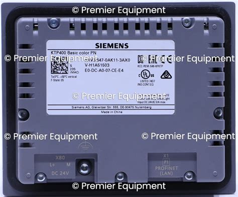 Siemens 6av6 647 0ak11 3ax0 Simatic Touch Panel Ktp400 Basic Color Pn