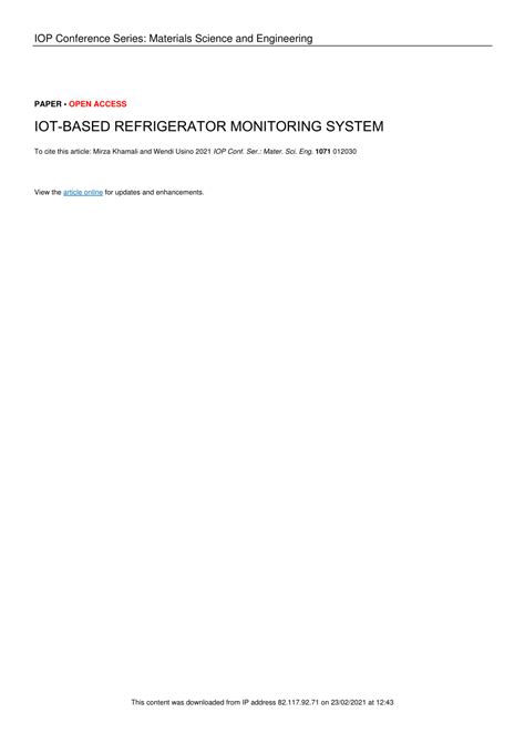 pdf iot based refrigerator monitoring system
