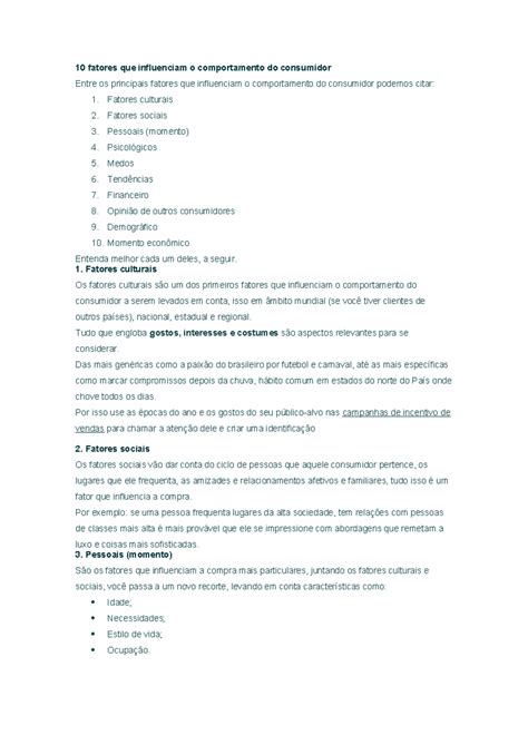 10 Fatores Que Influenciam O Comportamento Do Consumidor Fatores
