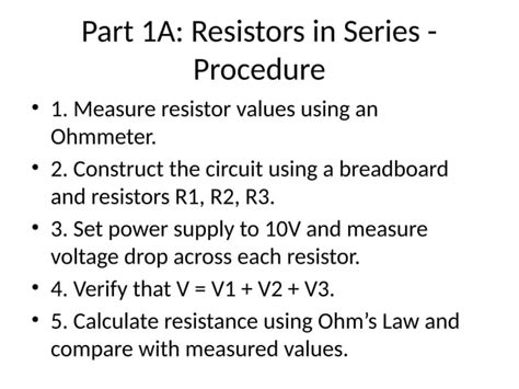 Ohms Law And Resistor Circuits Lab Report Ppt