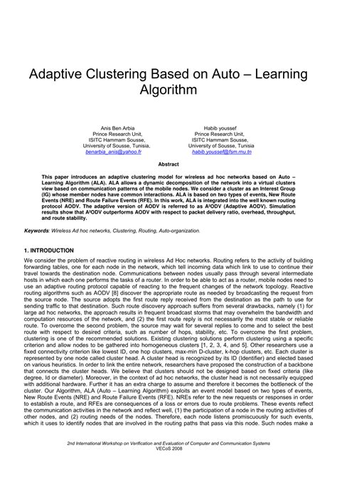 Pdf Adaptive Clustering Based On Auto Learning Algorithm