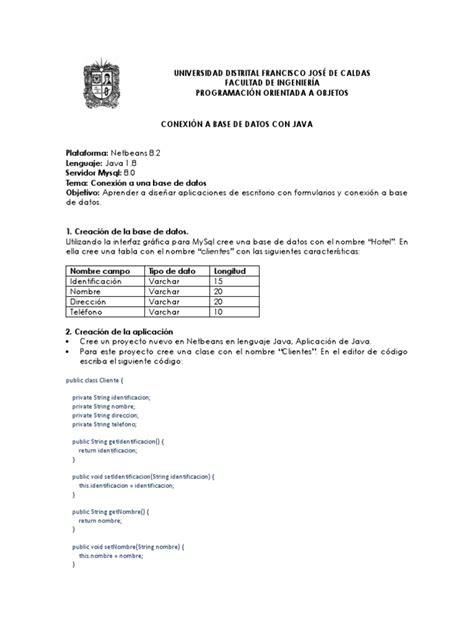 guia conexion a base de datos java pdf java lenguaje de