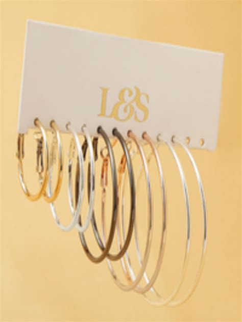 Buy Lilly And Sparkle Silver Toned And Gold Toned Gold Plated Circular Hoop