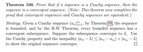 Solved Theorem 100 ﻿prove That If ﻿a Sequence Is ﻿a Cauchy