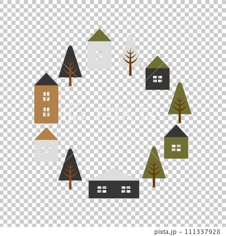 家を丸く並べたイラストのイラスト素材 111337928 PIXTA