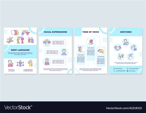 Non Verbal Communication Turquoise Brochure Vector Image