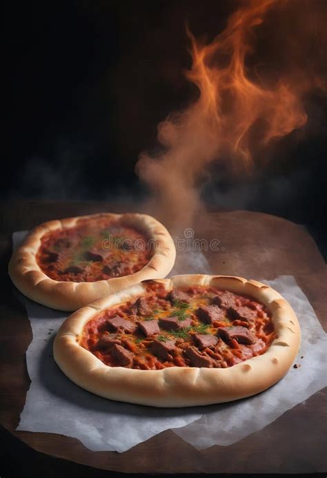 Traditional Turkish Pide With Meat Turkish Cuisine Stock Illustration