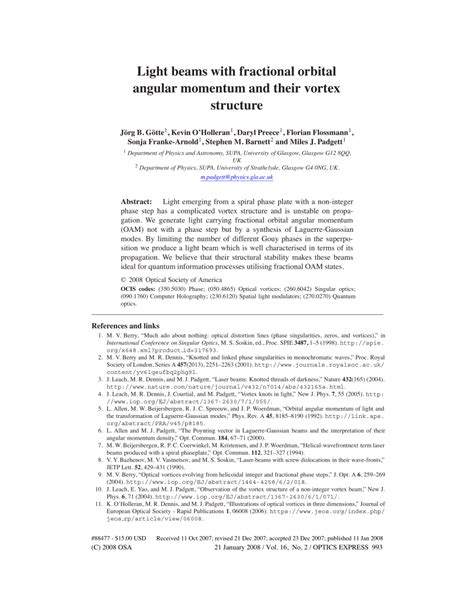 Pdf Light Beams With Fractional Orbital Angular Momentum And Their