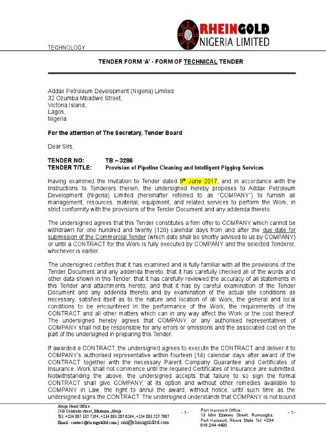 Pipeline Services Tender Offer Pdf Common Law Social Institutions