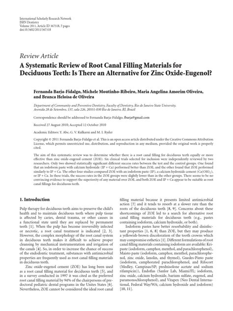 A Systematic Review Of Root Canal Filling Materials For Pdf Pdf
