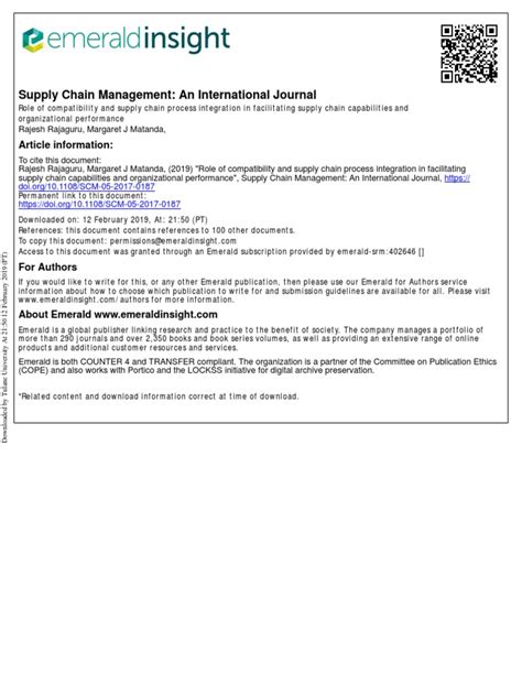 Role Of Compatibility And Supply Chain Process Integration In