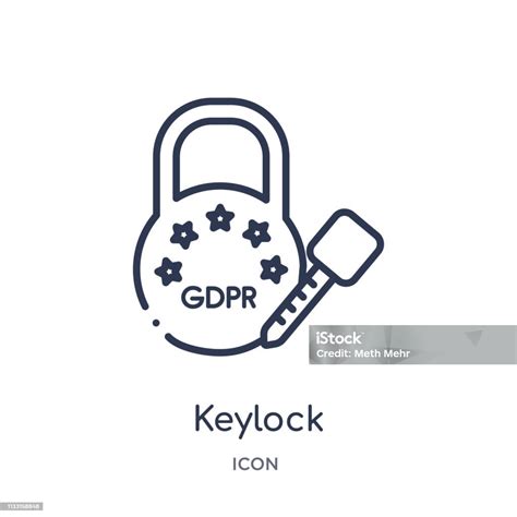 從 Gdpr 大綱集合的線性金鑰鎖圖示在白色背景上隔離的細線鑰匙鎖圖示鑰匙鎖新潮例證向量圖形及更多圖示圖片 圖示 外型 保安 Istock