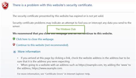 There Is A Problem With This Website S Security Certificate