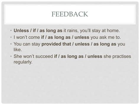 First Conditional With If Unless Provided Pptx