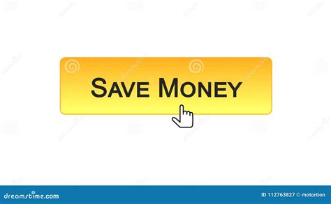 Save Money Web Interface Button Clicked With Mouse Cursor Orange Color
