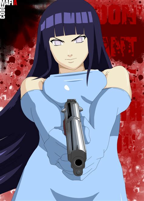 Xbooru Big Breasts Blue Hair Breasts Gun Hinata Hyuuga Naruto Solo