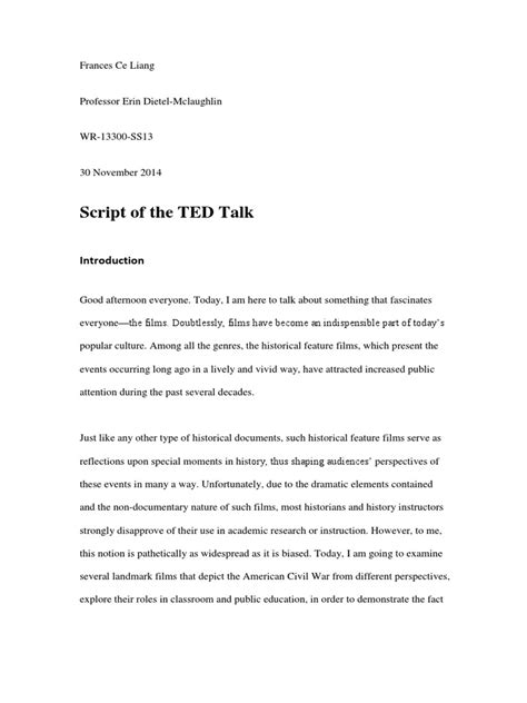 Ted Talk Script Pdf American Civil War Slavery