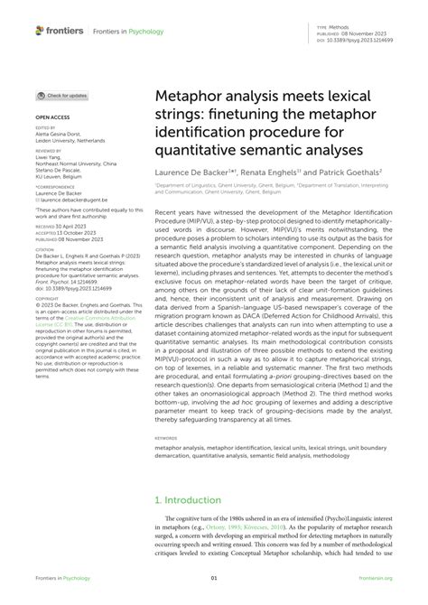 Pdf Metaphor Analysis Meets Lexical Strings Finetuning The Metaphor
